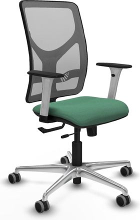 Piqueras y Crespo 8-Stunden-Schreibtischstuhl mit wei&szlig;en und schwarzen Armlehnen, h&ouml;henverstellbare Lendenwirbelst&uuml;tze, ausgestattet mit Syncro/Traslack und Schneidesch