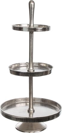 Brandsseller Etagère 3-stöckig aus Aluminium 70 cm hoch - Dekorative Servieretagère mit Knauf - Vintage-Stil - Metallständer für Kuchen, Obst, Deko - Silberfarben