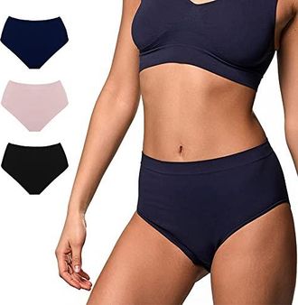 Luigi di Focenza Lot de 3 culottes pour femme taille haute en microfibre, confortables et respirantes, sans couture, multipack de 3 couleurs, fabriqu&eacute; en Italie, Anthr