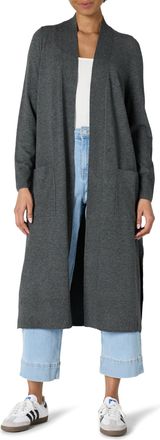 Amazon Essentials Damen-Strickjacke aus Baumwollmischgewebe, leicht, Staubwedellänge, Charcoal Heather, Größe XL