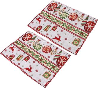 Cabilock 2 St&uuml;ck Weihnachtstischset aus Verschlei&szlig;festem Strickstoff mit Rentiermotiv Tischmatten f&uuml;r Festliche Partys und Familienfeiern