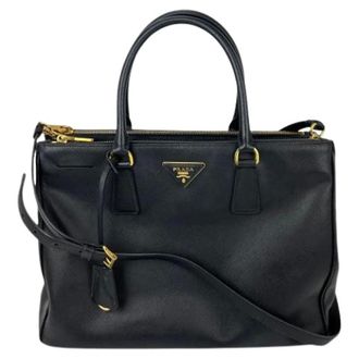 Prada Sac fourre-tout Pre-owned en cuir Saffiano &agrave; double fermeture &eacute;clair - Femme - Pre-owned - Noir - Taille: ONE Size