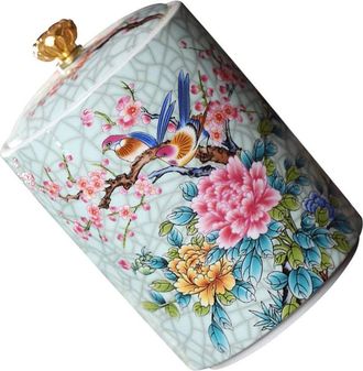 BESTONZON Teedose Keramik Chinesischer Stil Vorratsdose mit Deckel 245ML Vintage Kaffeedose Gebäckdose Süßigkeiten Kekse Lose Tee Snack Kaffee Gewürz Gebäck Get