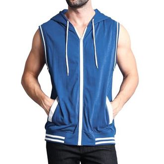 Generic Chemise d&eacute;contract&eacute;e pour homme Coupe ajust&eacute;e : sweat-shirt avec fermeture &eacute;clair T-shirt sans manches T-shirt de sport &agrave; capuche T-shirt avec cordon 