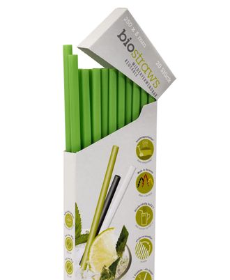 Magu 20x Wiederverwendbare Biopolymer Trinkhalme grün | Bio Plastik Mehrweg Strohhalme 25cm | 20er Pack grün