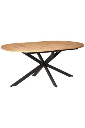 MID.YOU Mid.you Esstisch, Schwarz, Eiche, Metall, Holzwerkstoff, oval, Flachrohr, 100x75x180-220 cm, Bsci, Esszimmer, Tische, Esstische, Esstische oval