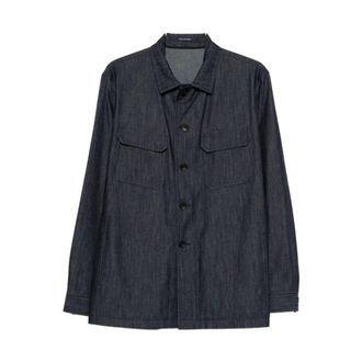 Tagliatore Cotton Shirt Jacket - - Jackets - Herren - Blau - 2XL