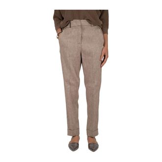 PESERICO Weite Leinenmischhose - - Trousers - Damen - Beige - M