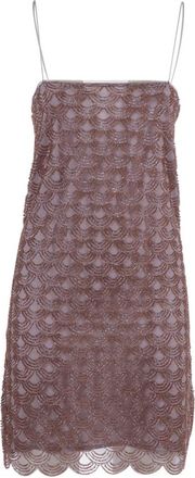 Rotate Rotate Birger Christensen, Femme, Robes, Brun, Taille: 36 FR Mini robe &agrave; paillettes festonn&eacute;es