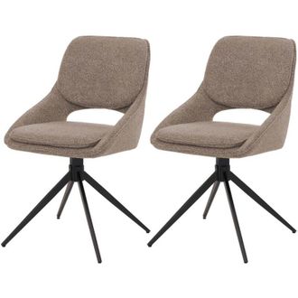 Hhg Neuwertig] 2er-Set Esszimmerstuhl HHG 612, K&uuml;chenstuhl, drehbar Auto-Return, Stoff/Textil Boucle (540g/m&sup2;) &Ouml;ko-Tex beige