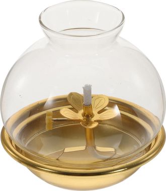 Pretyzoom Petroleumlampe mit Lampenschirm &Ouml;llampe f&uuml;r Gebetstisch und Wohnraum Praktische Butterlampe f&uuml;r Spirituelle Zeremonien