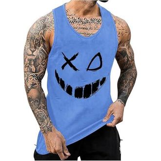 Generico T-shirt sans manches pour homme, haut de sport d&eacute;t&eacute; Streetwear avec imprim&eacute; en coton, t-shirt int&eacute;rieur confortable pour adolescents, v&ecirc;tement dentra&icirc;