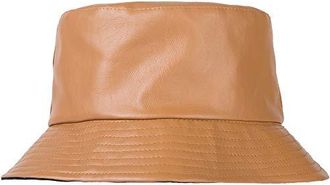 ZLYC Hivernal Chapeau Bob Cuero en Cuir PU pour Femmes Hommes(Orange),Taille Unique