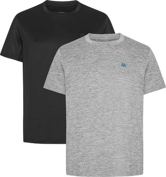Danish Endurance Sport Tshirt Herren, Laufshirt, Muskelshirts, Atmungsaktiv, 1er oder 2er Pack Mehrfarbig (1xSchwarz, 1xGrau Meliert) XXL