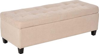 HOMCOM Sitzbank mit Stauraum, Polsterbank mit Deckel, Leinenoptik, Bettbank Truhenbank, Aufbewahrungsbank für Wohnzimmer, Schlafzimmer, 125 x 49 x 41,5 cm Be