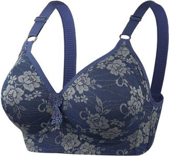 Generic 2026 Soutiens-gorge pour femmes Soutien-gorge confortable mince imprim&eacute; fil grande taille, bleu, 115C