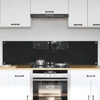 vidaXL K&uuml;chenr&uuml;ckwand Schwarz 80 x 40 cm Geh&auml;rtetes Glas vidaXL