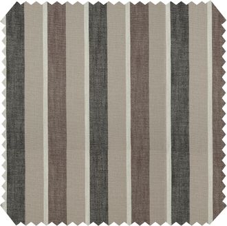 Novely FINN - Karierter bzw. Gestreifter Möbelstoff - Robuster Polsterstoff - Pflegeleichte Meterware 1lfm (4B Braun Beige gestreift)