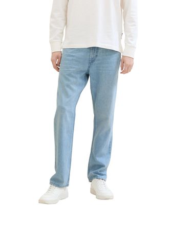 Tom Tailor Herren Comfort Straight Jeans mit Leinen-Anteil, 10117 - Used Bleached Blue Denim, 34/32