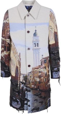 Junya Watanabe Homme, Manteaux, Multicolore, Taille: M Venezia Embroidered Jacquard Coat
