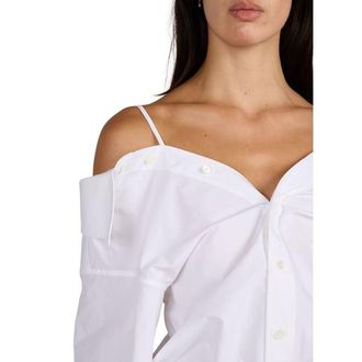 Alexander Wang Chemise unie &agrave; &eacute;paules d&eacute;nud&eacute;es en coton