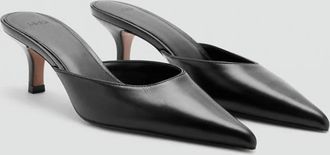 Mango Chaussures talon cuir pointues noir - Femme - 35 - MANGO