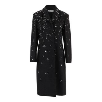 Jil Sander Wollmantel mit Verzierungen - - Coats - Damen - Schwarzk - L
