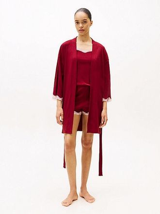 Tommy Hilfiger Peignoir Essential côtelé à dentelle
