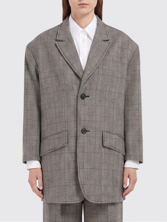 Marni Manteau court oversize &agrave; simple boutonnage en laine vierge &agrave; motif tartan