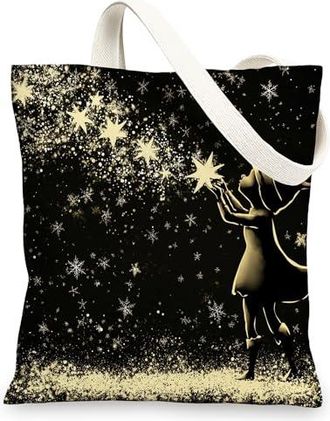 Generic Sac fourre-tout en toile motif lutin de No&euml;l dhiver pour faire du shopping, 33 x 38,1 cm, sac d&eacute;picerie r&eacute;utilisable pour femme, motif de No&euml;l fantais