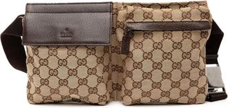 Gucci 2000-2015 Double Pocket Gürteltasche aus GG-Canvas - Braun