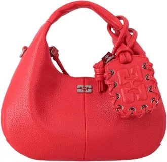 Ganni Femme, Sacs, Rouge, Taille: ONE Size Hobo Mini Grained