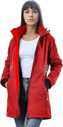 Arctic Seven Damen Softshelljacke (XS-5XL) mit Kapuze abnehmbar - Wasserabweisend, Atmungsaktiv, Fleece innen, Warme Jacke Frauen - AS-305 (4XL, Rot)