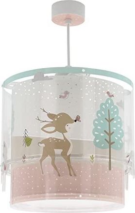Dalber Lampe kinderzimmer, kinderlampe Pendelleuchte Hängelampe, Deckenleuchte Kinder, Deckenlampe kinderzimmer, Loving Deer Reh Tiere, Rosa
