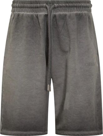 Off-white Homme, Shorts, Gris, Taille: XS Short en coton &agrave; effet d&eacute;lav&eacute;