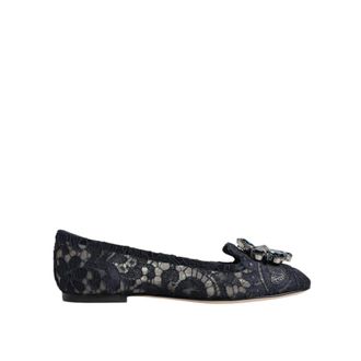 Dolce & Gabbana Kristallverzierte Spitzenflats - - Shoes - Damen - Blau - 34 EU