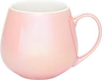 Ambition Große Tasse mit Henkel 380 ml Pearl Porzellanbecher für Kaffee Tee Cappuccino Perlenglanz gewölbte Form rosa