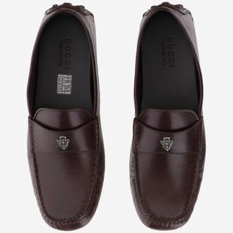 Gucci Logo-Embossed Calfskin Loafer - Brown