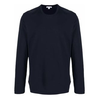 James Perse Pima Cotton Long Sleeve Crew T-Shirt - - Tops - Herren - Blau - L