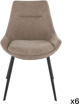 Signature Lot de 6 chaises en tissu taupe L62 cm - colombe