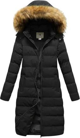 Generic Vestes dhiver 2026 pour femmes avec isolation en duvet et capuche amovible, Noir, 4XL