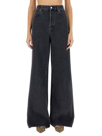 Gucci Wide-Leg Denim Jeans - Charcoal