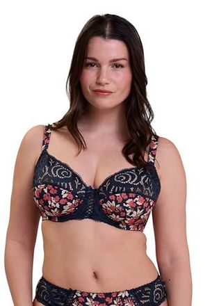 Sans Complexe Modèle Amelie Print - Soutien-Gorge Classique avec Armatures - Femme - 100F - Imprimé Floral Marine Et Rouge