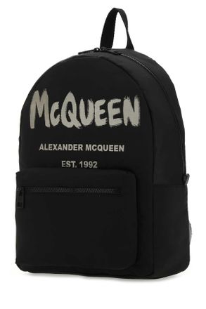 Alexander McQueen Mens Black Canvas Metropolitan Backpack 1073 Zaini