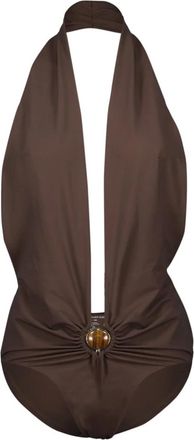 CHRISTOPHER ESBER Femme, Maillots de bain, Brun, Taille: 36 FR Mineral Stone One-piece