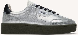 Faguo Baskets cuir argent&eacute; et noir
