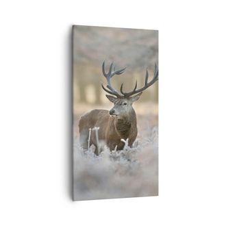 Arttor Bilder auf Leinwand 55x100cm Leinwandbild mit Rahmen Hirsch Wald Natur Gro&szlig; Wanddeko Bild Schlafzimmer K&uuml;che Deko Wandbilder Dekoration Wohnzimmer Wal