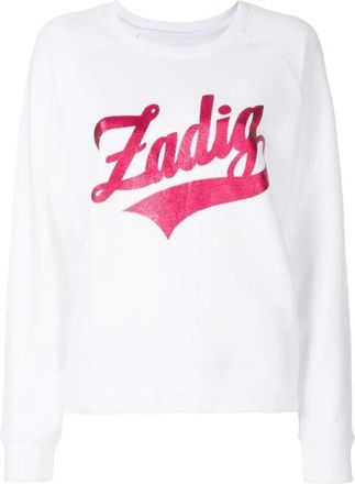 Zadig&Voltaire Femme, Sweatshirts et sweats &agrave; capuche, Blanc, Taille: 36 FR SweaT-shirt avec logo imprim&eacute;