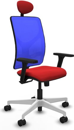 Piqueras y Crespo Telearbeitsstuhl mit 3D-Armlehnen, h&ouml;henverstellbarer Lendenwirbelst&uuml;tze und festem Kopfteil, ausgestattet mit 3 Positionen und Schneideschaum, Blau/R