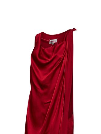 Maison Margiela Asymmetric Draped Satin Maxi Dress - Red